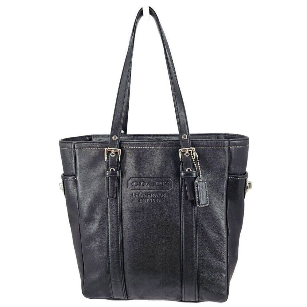 Coach Hamptons Tote 8e92 Black Smooth Leather Shoulde… - Gem